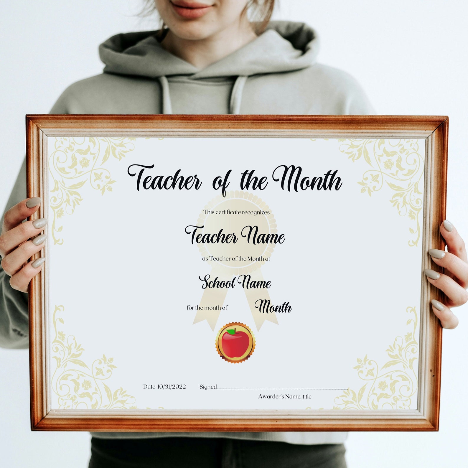 Editable Teacher of the Month Award Certificate - Instant Digital ...