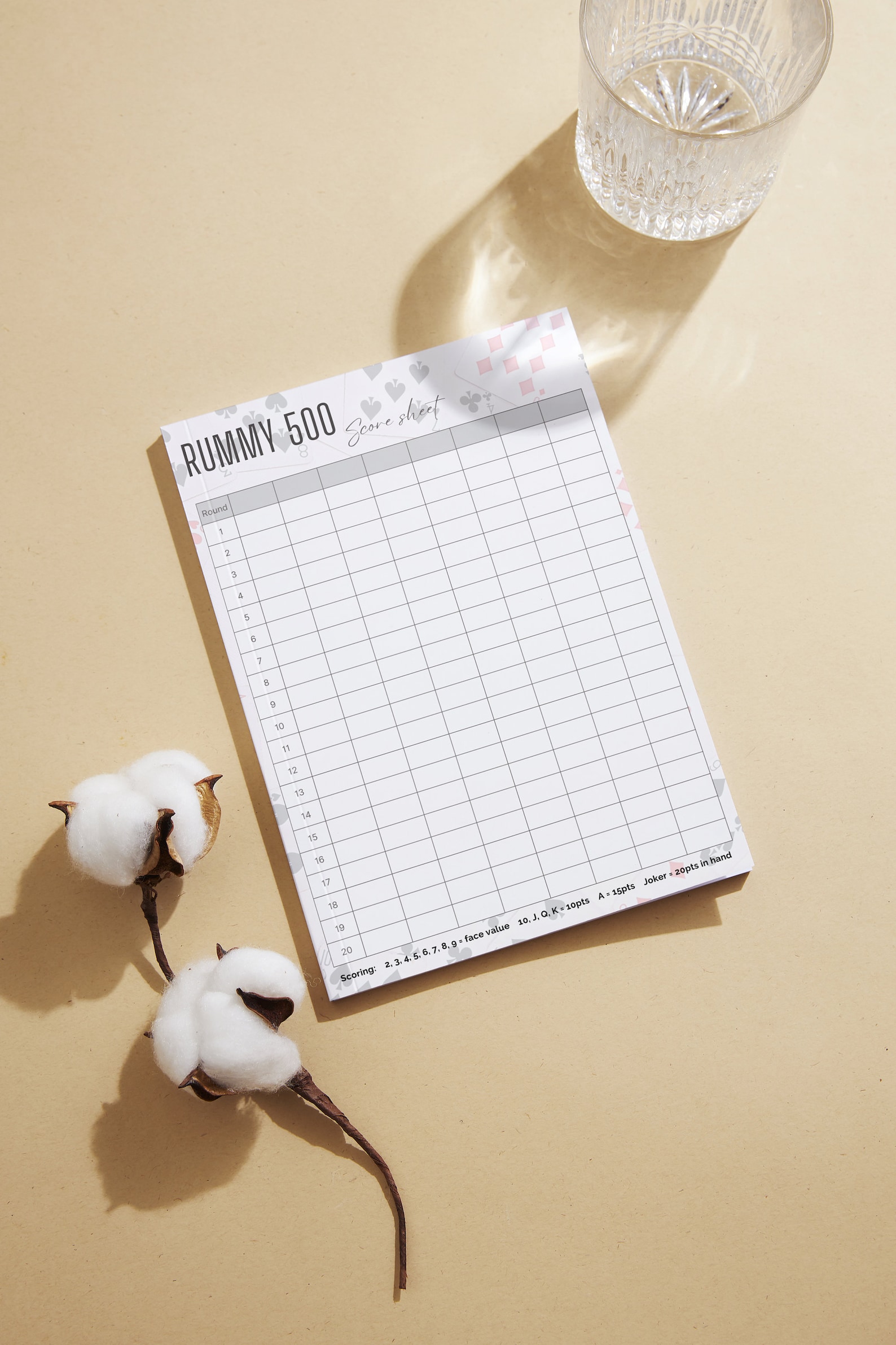 Rummy Card Game Score Sheet, 500 Scorepad, Family Fun Supplies ...