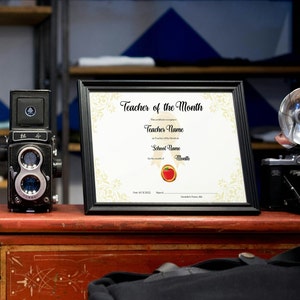 Teacher of the Month Certificate | Editable Teacher Recognition Award ...