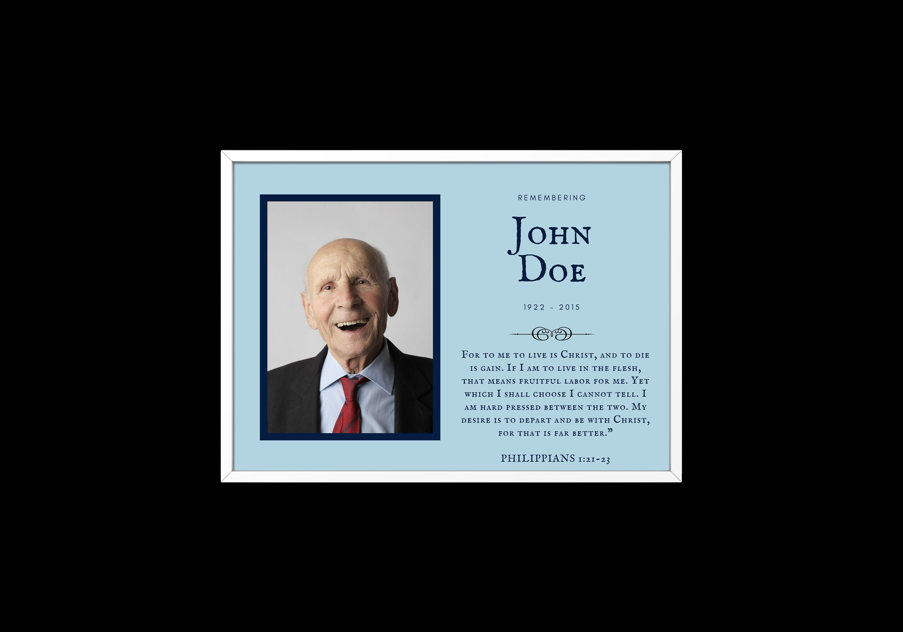 Blue Obituary Funeral Card Template | Editable Digital Print With Photo ...