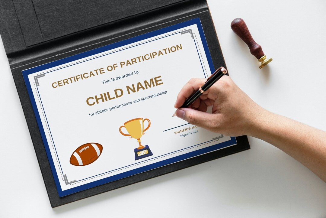 Football Certificate Template, Editable Kids Sports Award, Youth ...