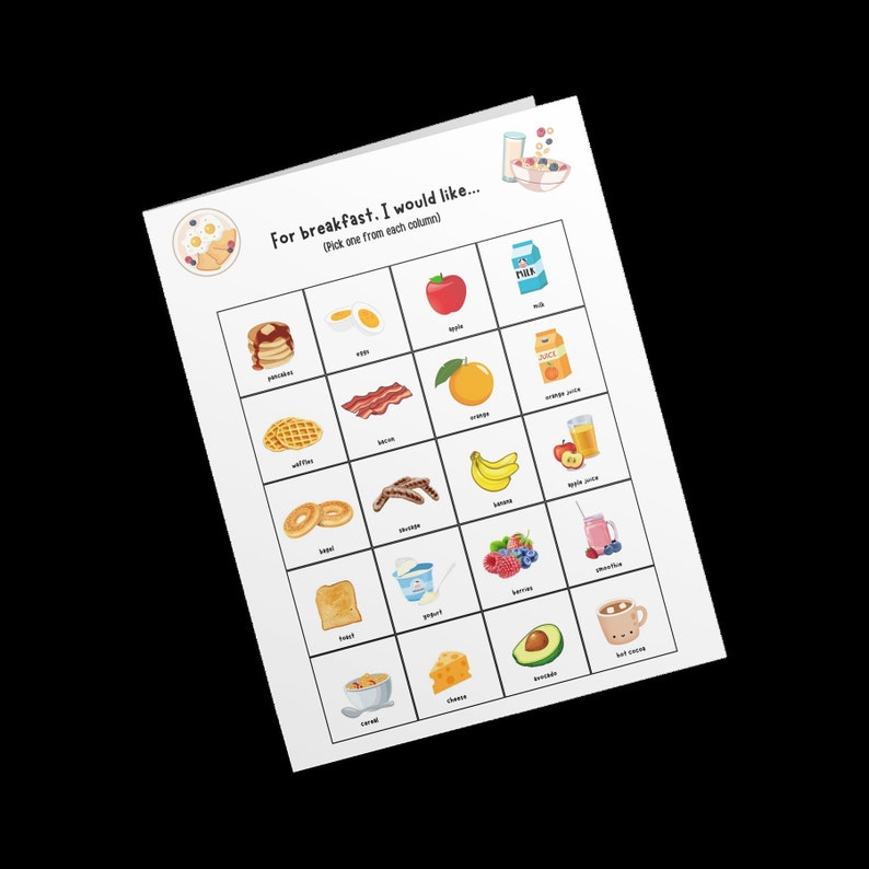 Kids Breakfast Menu Chart | Fun Food Choices (digital Download) - Etsy