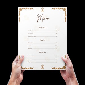 Baroque Menu Template for Weddings & Rehearsal Dinners Editable ...