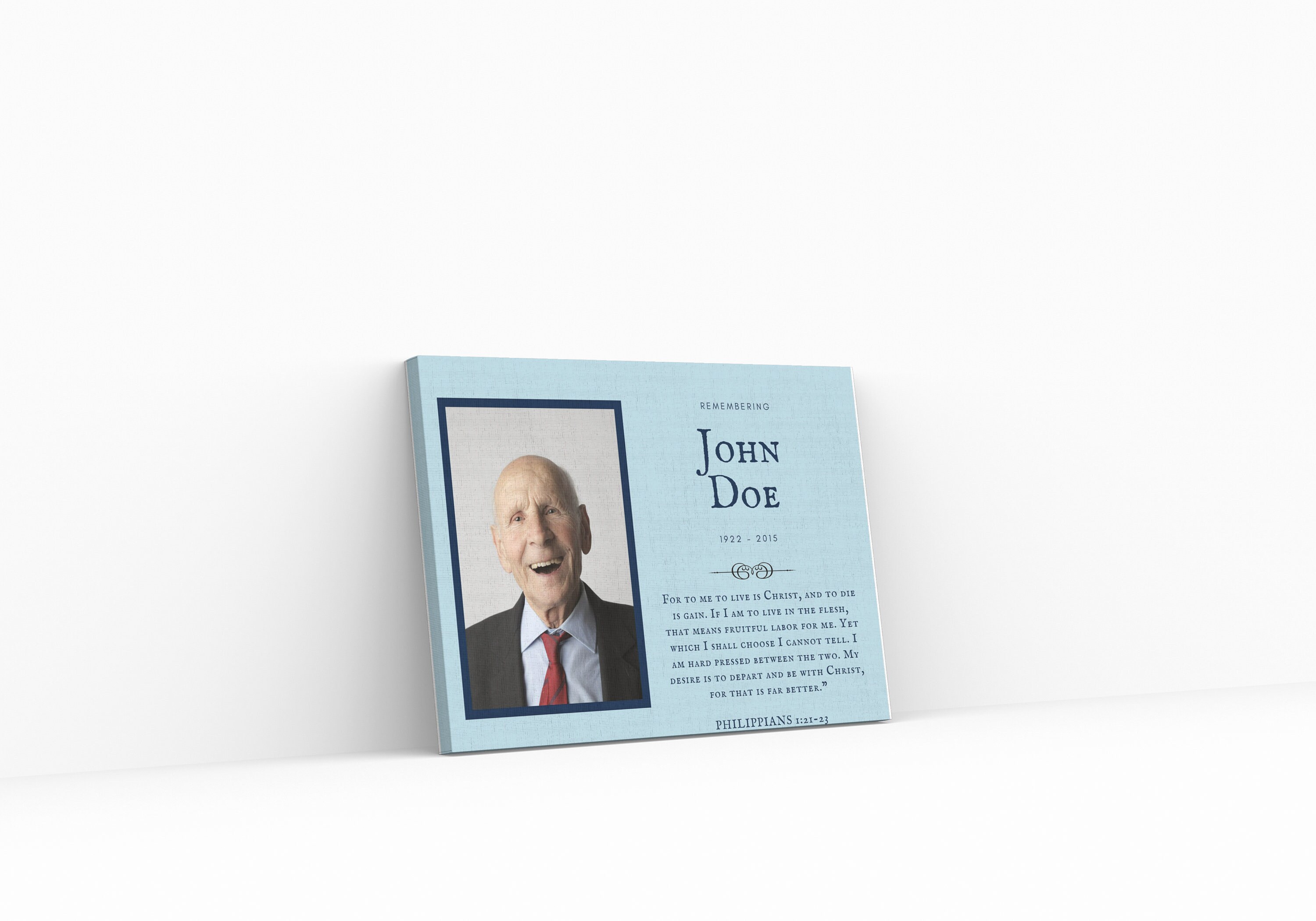 Blue Obituary Funeral Card Template | Editable Digital Print With Photo ...