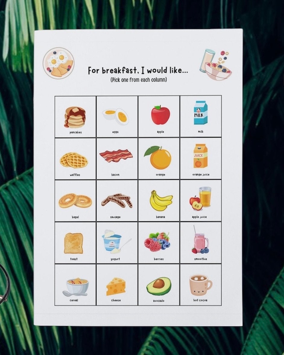 Kids Breakfast Menu Chart | Fun Food Choices (digital Download) - Etsy