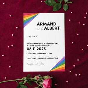 LGBTQ Pride Rainbow Wedding Invitation Template, Editable Digital ...