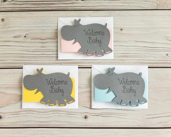 Welcome Baby Handmade Hippo Card | Etsy