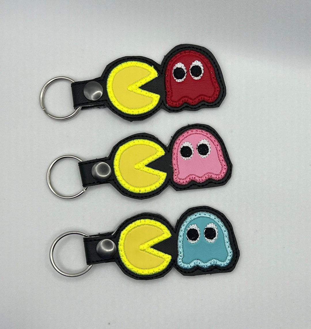Pac Man Vinyl Embroidered Snap Tab Key Chain - Etsy
