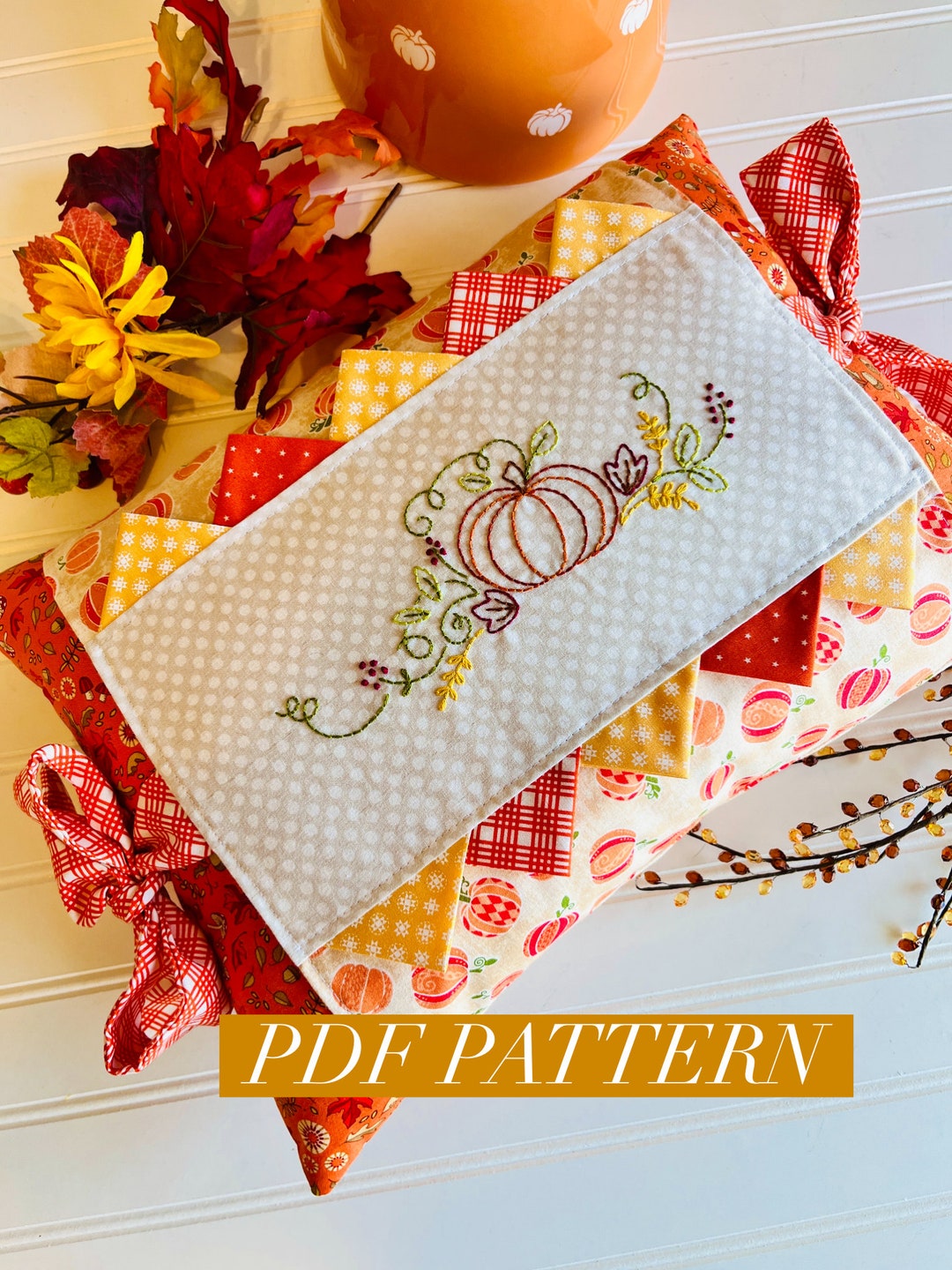 PDF Pretty as a Pumpkin Embroidered Fall Pillow Sewing Pattern, Home ...