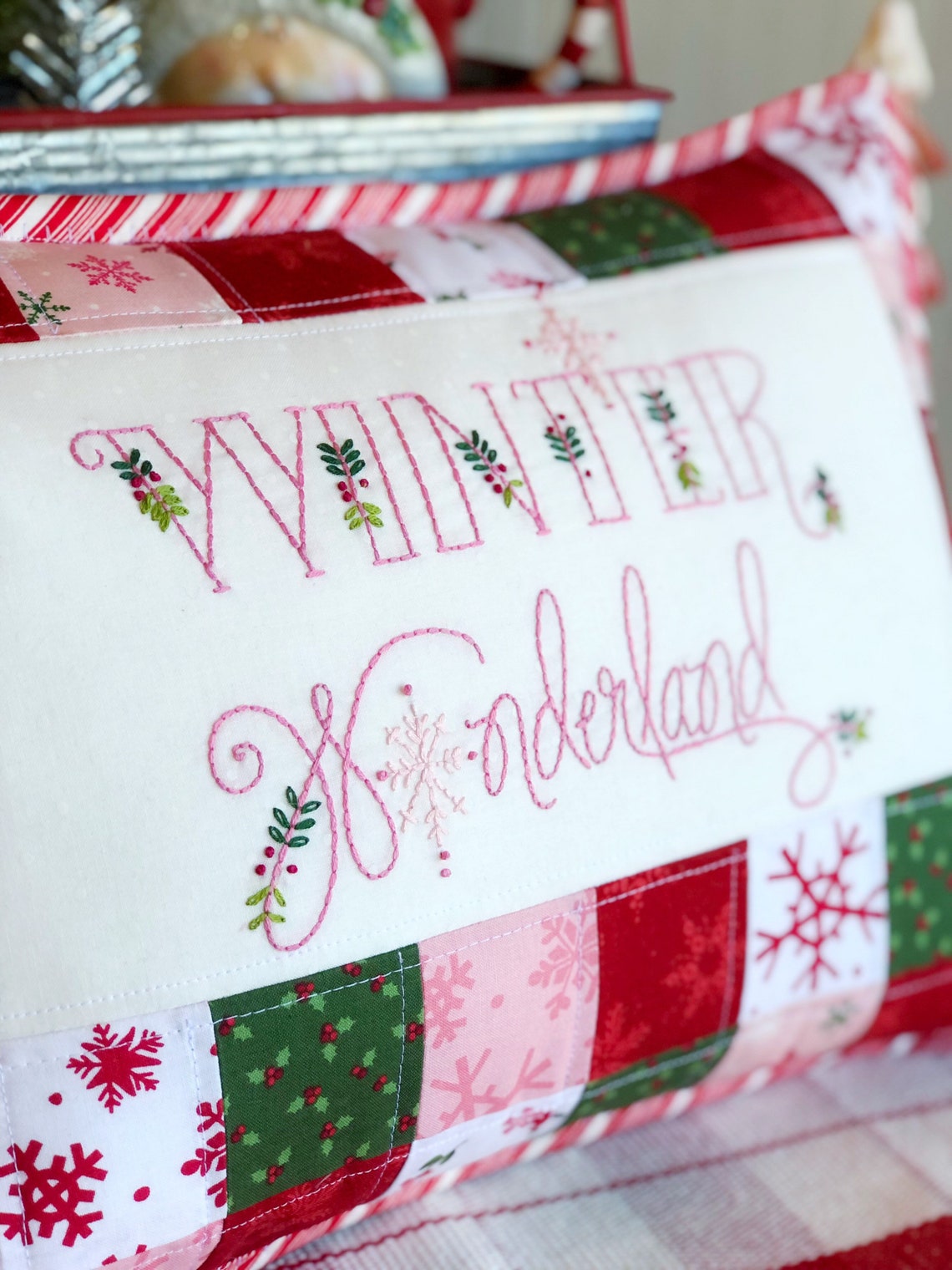 PDF Christmas Pattern, Winter Wonderland Embroidered Pillow, Sewing ...