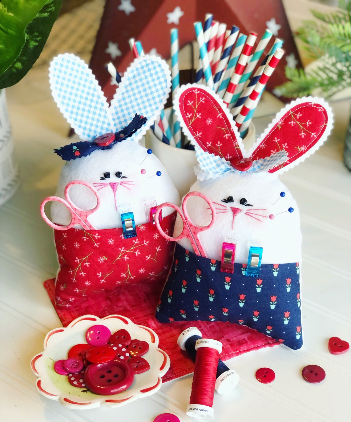 PDF Bunny Felt Pincushion Felt Pattern Bunny Rabbit - Etsy