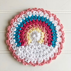 PDF PATTERN for Rainbow Crochet Coaster, Rainbow Coaster, Cotton Yarn ...