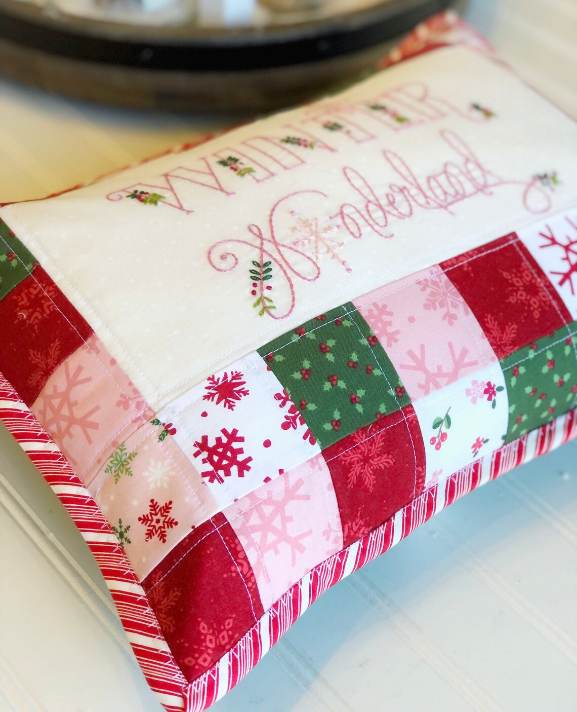 PDF Christmas Pattern, Winter Wonderland Embroidered Pillow, Sewing ...