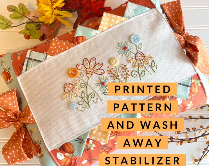 Wash Away Stabilizer and Printed Pattern of Embroidered Blossoms in ...