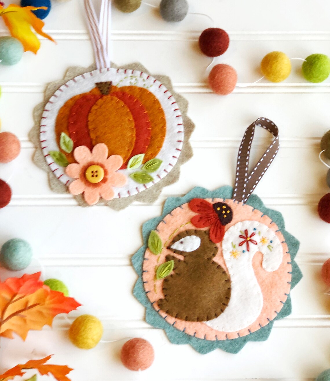 PDF PATTERN for Fall Ornaments Felt Pumpkin and Squirrel Fall - Etsy