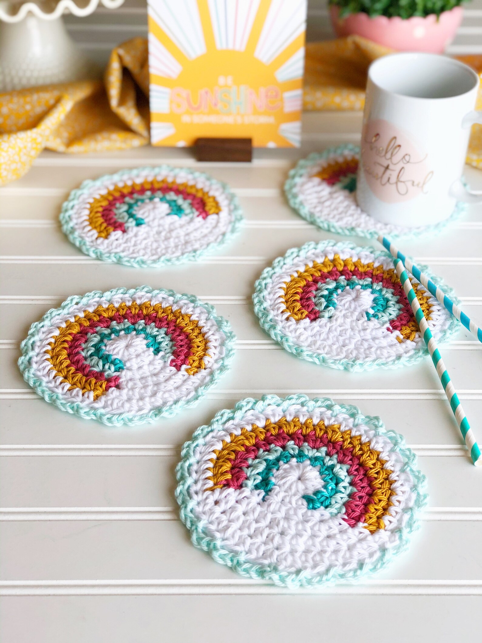 PDF PATTERN for Rainbow Crochet Coaster Rainbow Coaster - Etsy