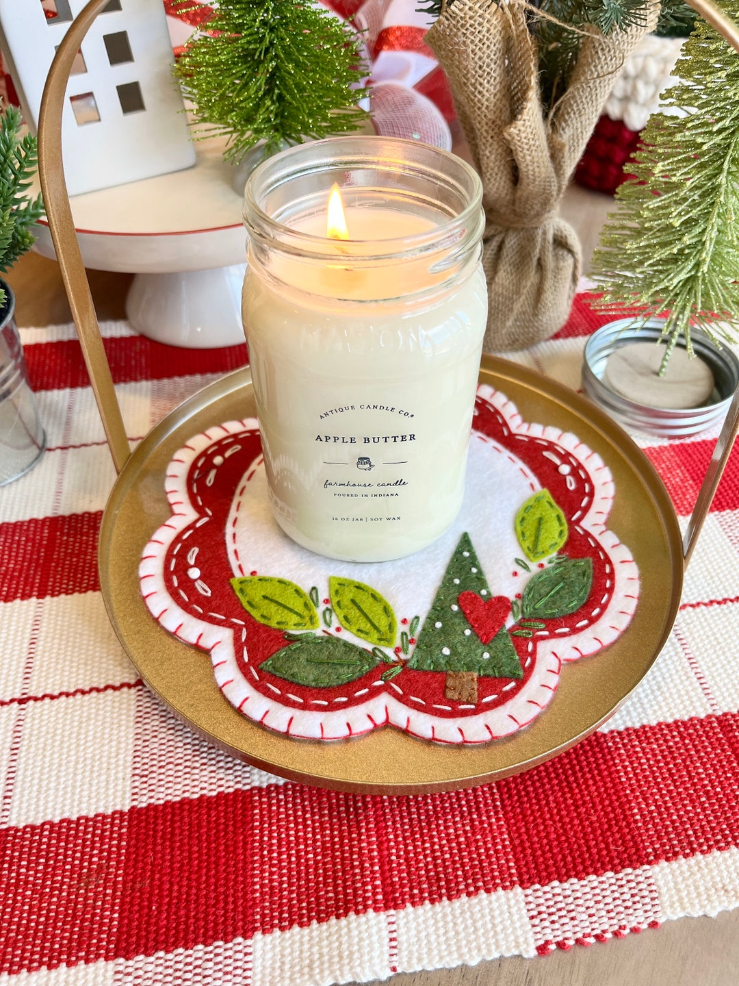 PDF Christmas Tree Candle Mat Cozy Felt Pattern - Etsy Finland