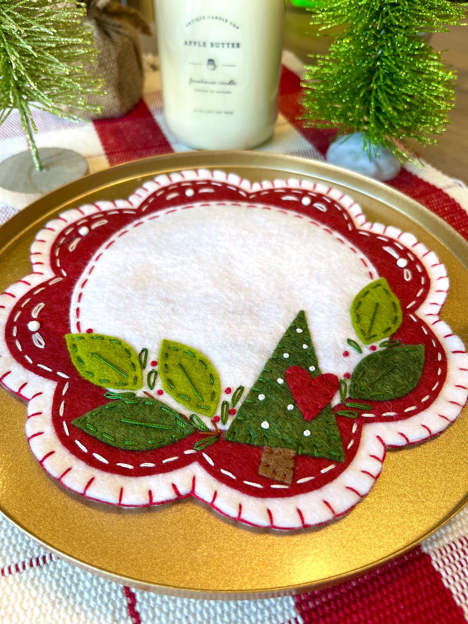 PDF Christmas Tree Candle Mat Cozy Felt Pattern - Etsy