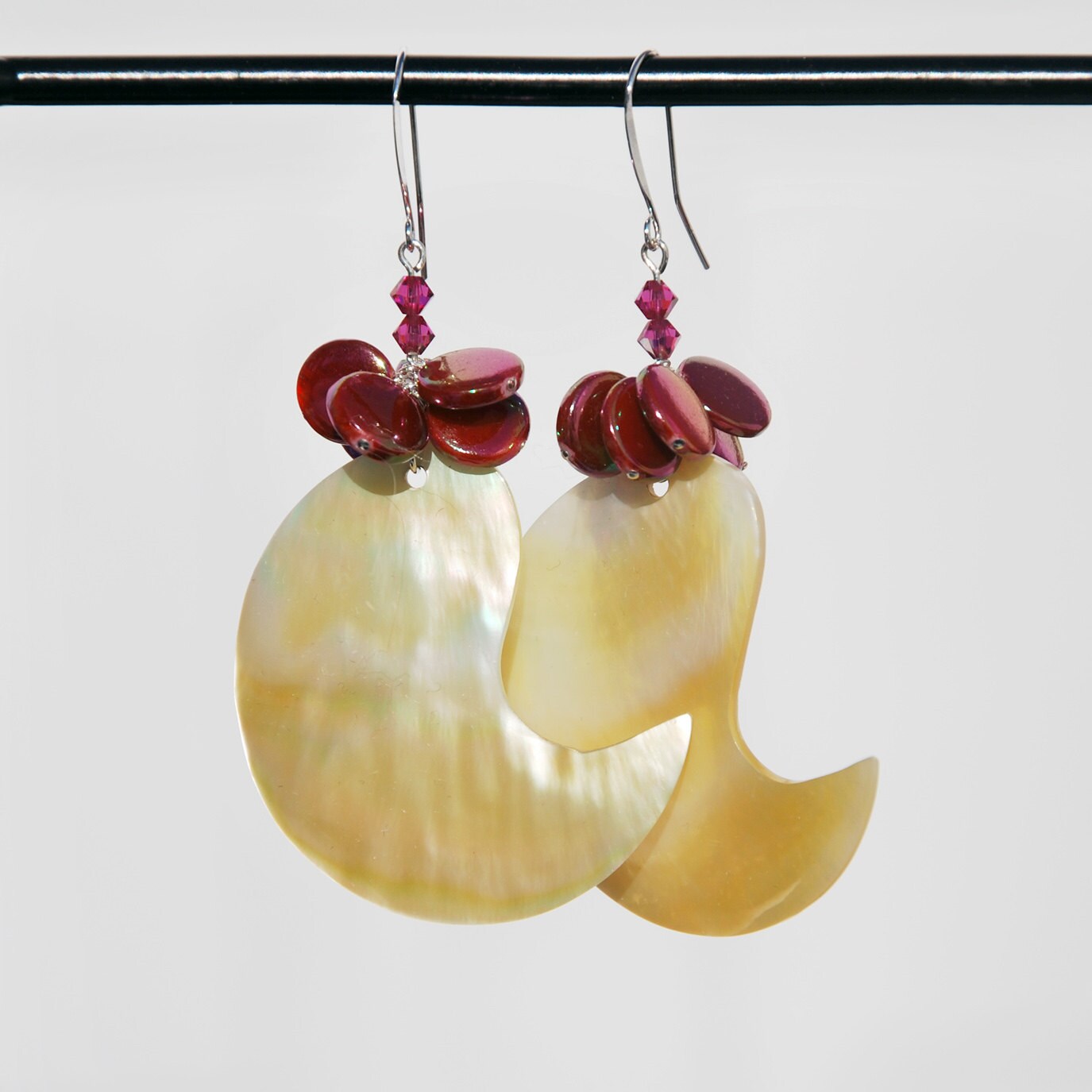 Funky Handmade Paisley Shell and Mother of Pearl Earrings - Etsy
