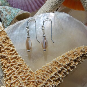 Natural Shell Bead and Sterling Silver Pierced Earrings. Handmade Shell ...