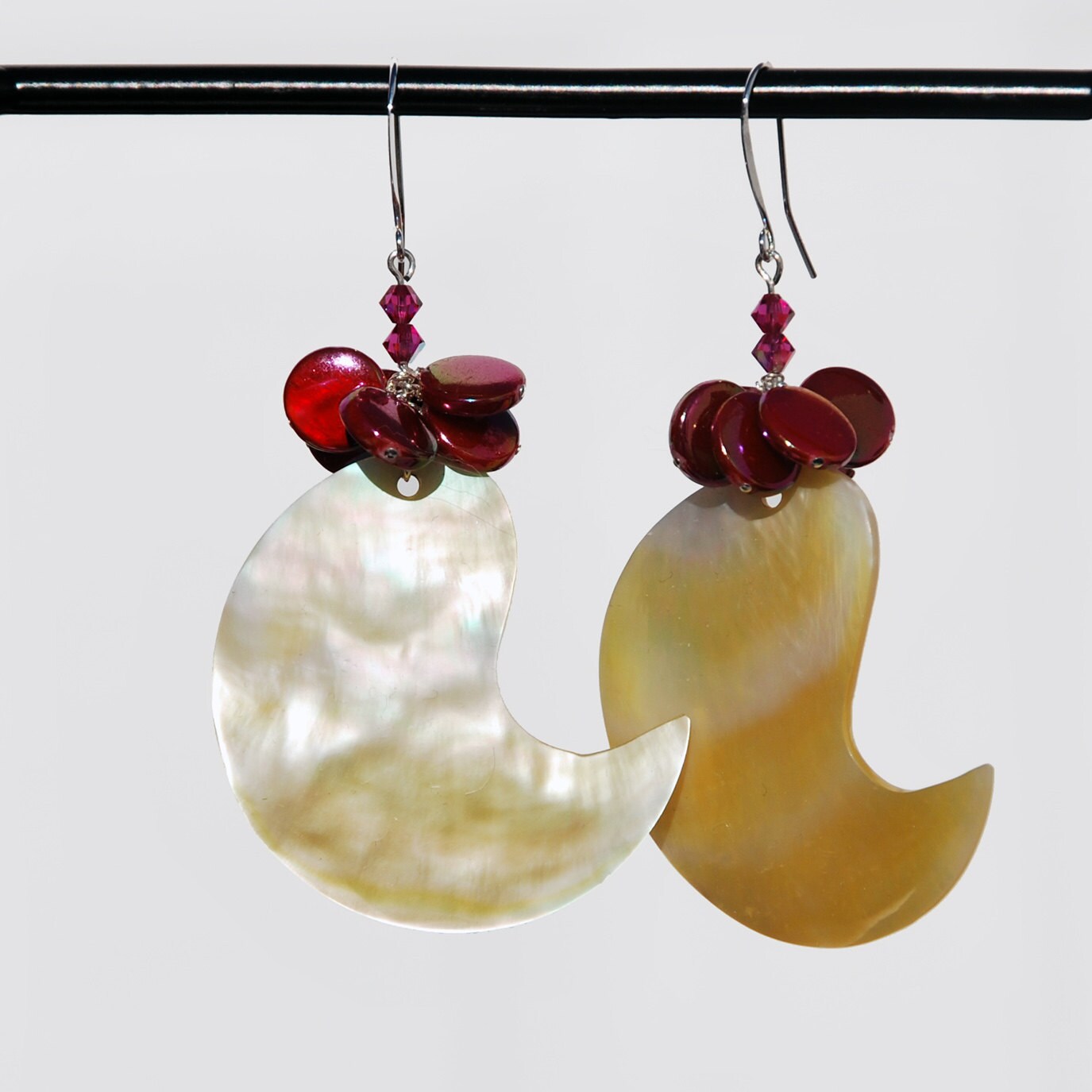 Funky Handmade Paisley Shell and Mother of Pearl Earrings - Etsy
