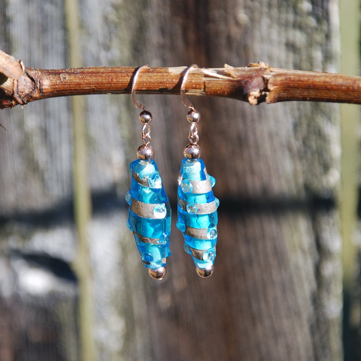 Lampwork Glass 14K Rose Gold Filled Earrings With 14K Gold Filled Rose ...