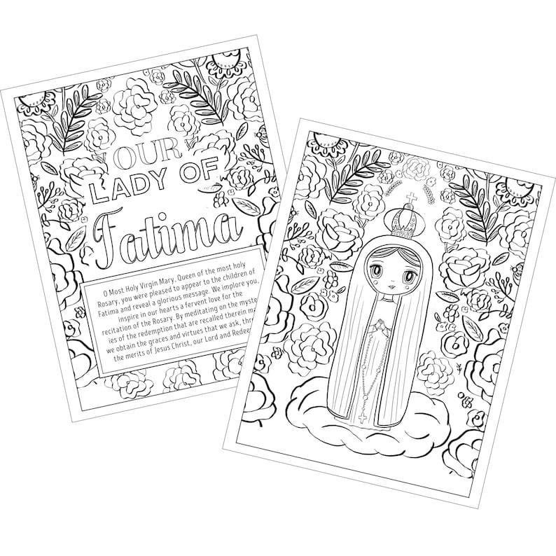 Our Lady of Fatima Coloring Page - Etsy