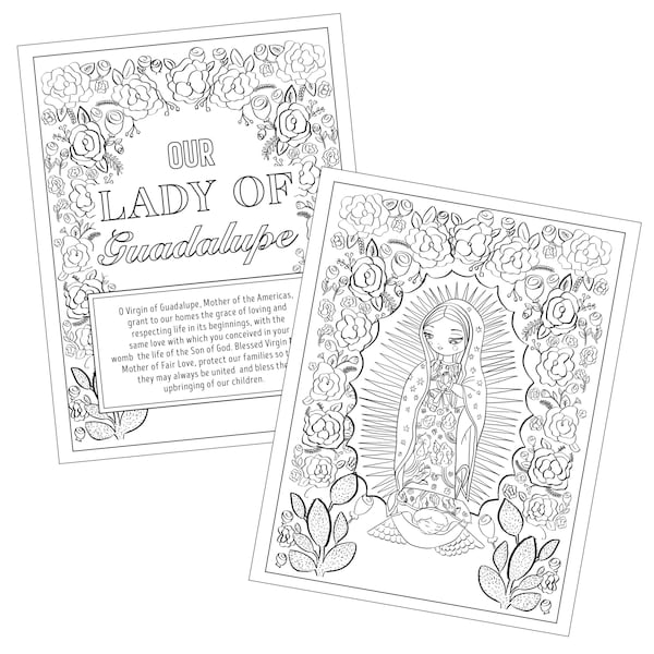 Our Lady of Guadalupe Coloring - Etsy