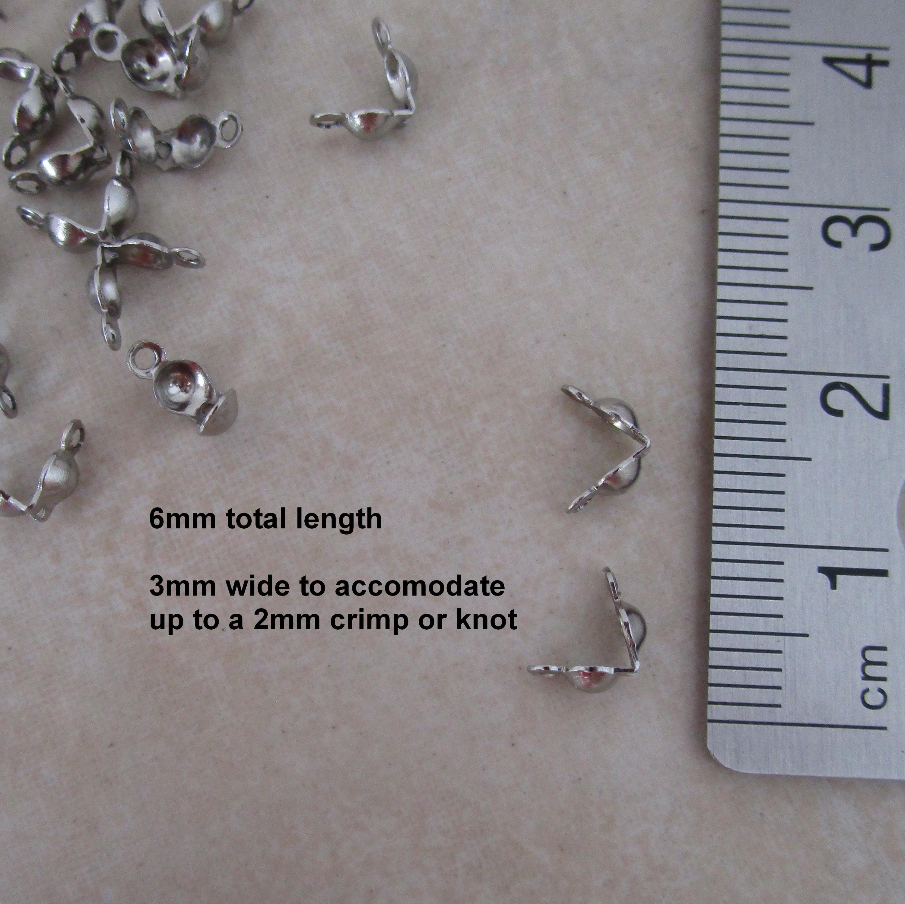 3mm Wide Stainless Steel Small Clamshell Crimp Knot Covers - Etsy