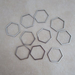 Stainless Steel 16mm Geometric Hexagon Links Connectors Matte Silver ...