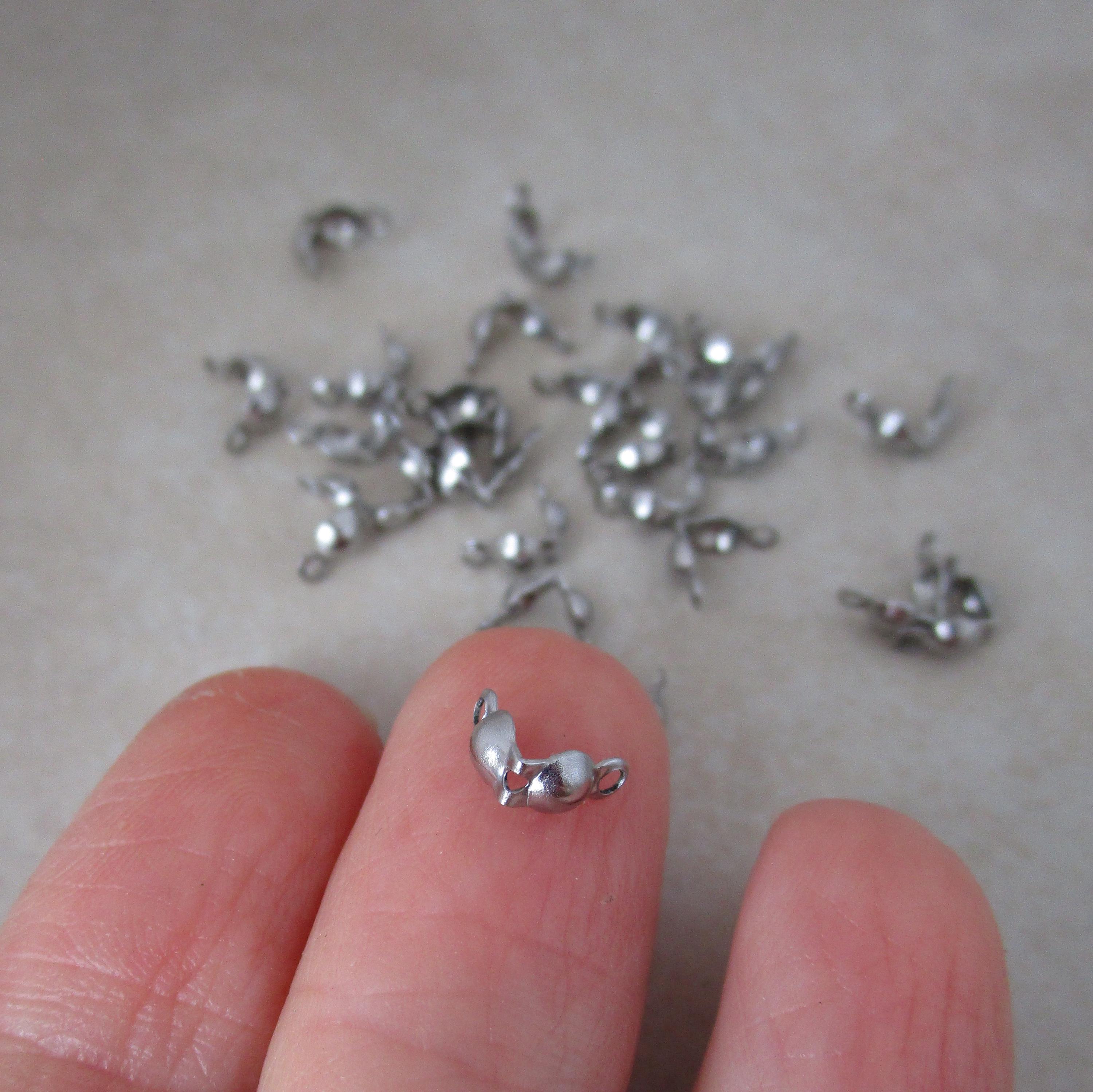 3mm Wide Stainless Steel Small Clamshell Crimp Knot Covers - Etsy