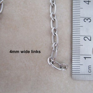 4mm Wide Textured Oval Cable Chain Stainless Steel Hypoallergenic Anti ...