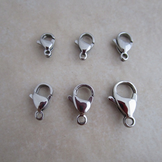 20 Surgical Stainless Steel Lobster Claw Clasps 9mm 10mm 11mm 12mm 13mm 15mm Etsy