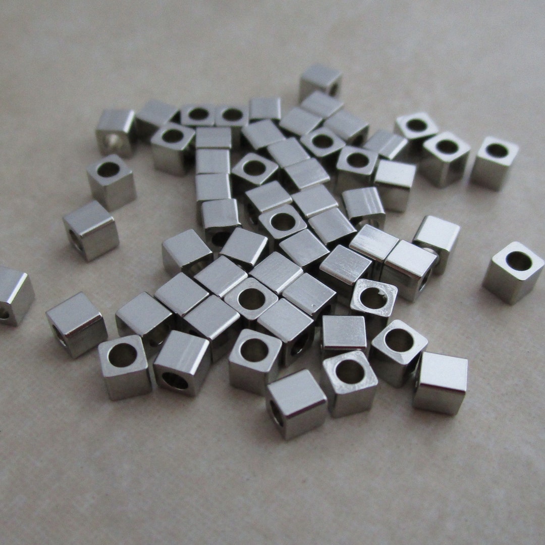Stainless Steel Beads 3mm Square Cube - Etsy