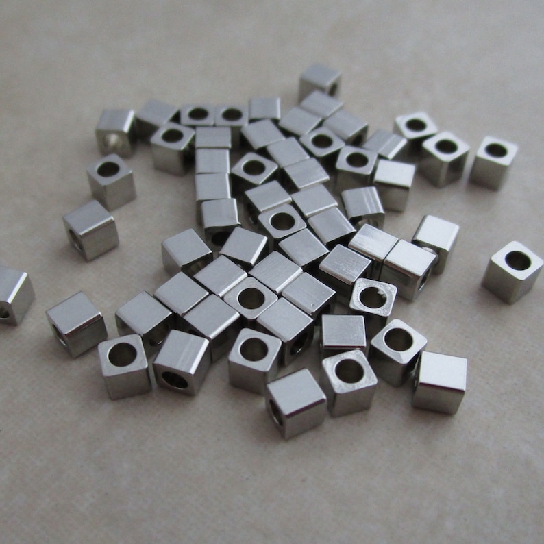 Stainless Steel Beads 3mm Square Cube - Etsy