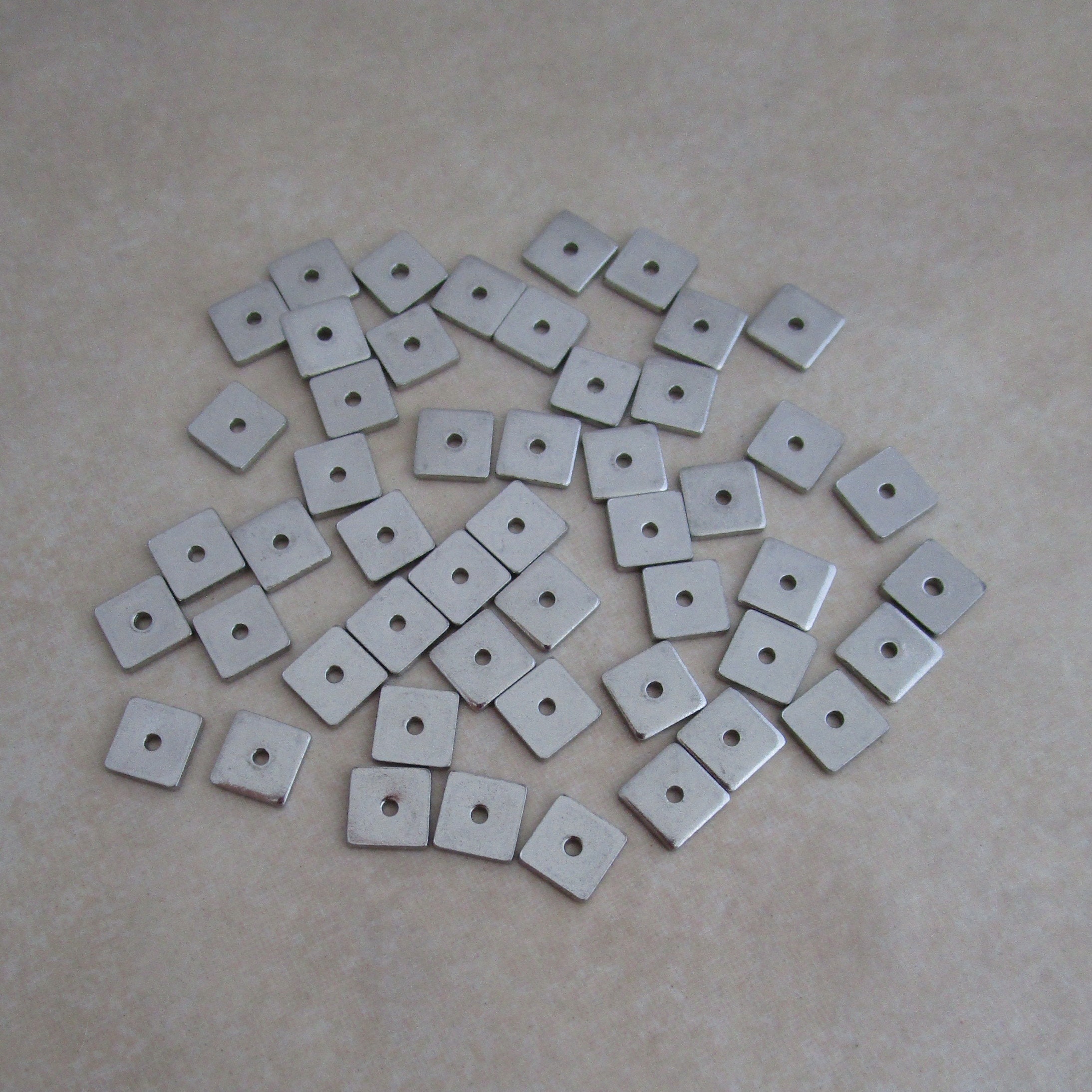 Stainless steel beads flat square spacer 6mm | Etsy