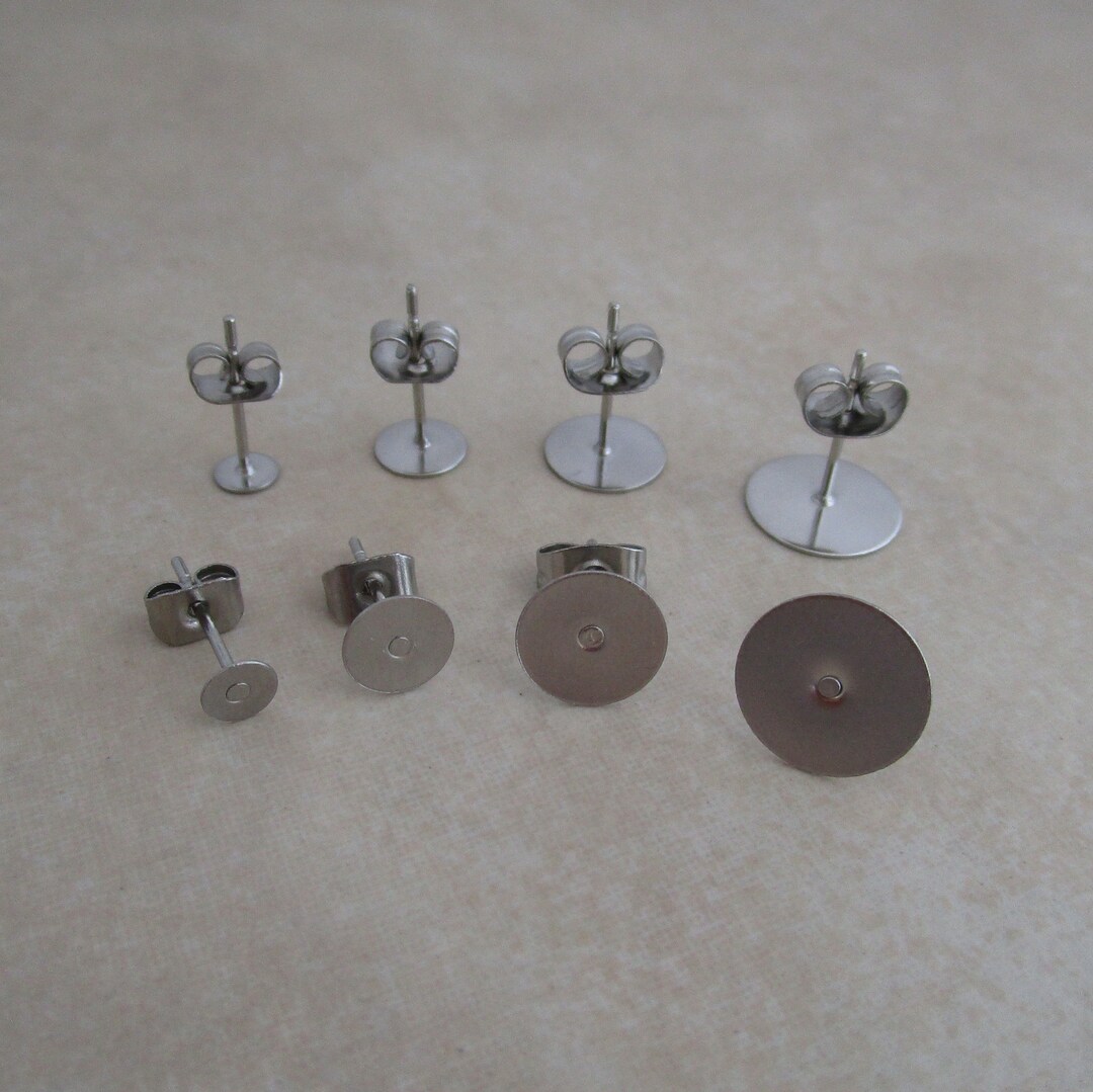 12 Pairs Earring Studs Pad Hypoallergenic Stainless Steel 4mm 6mm 8mm ...