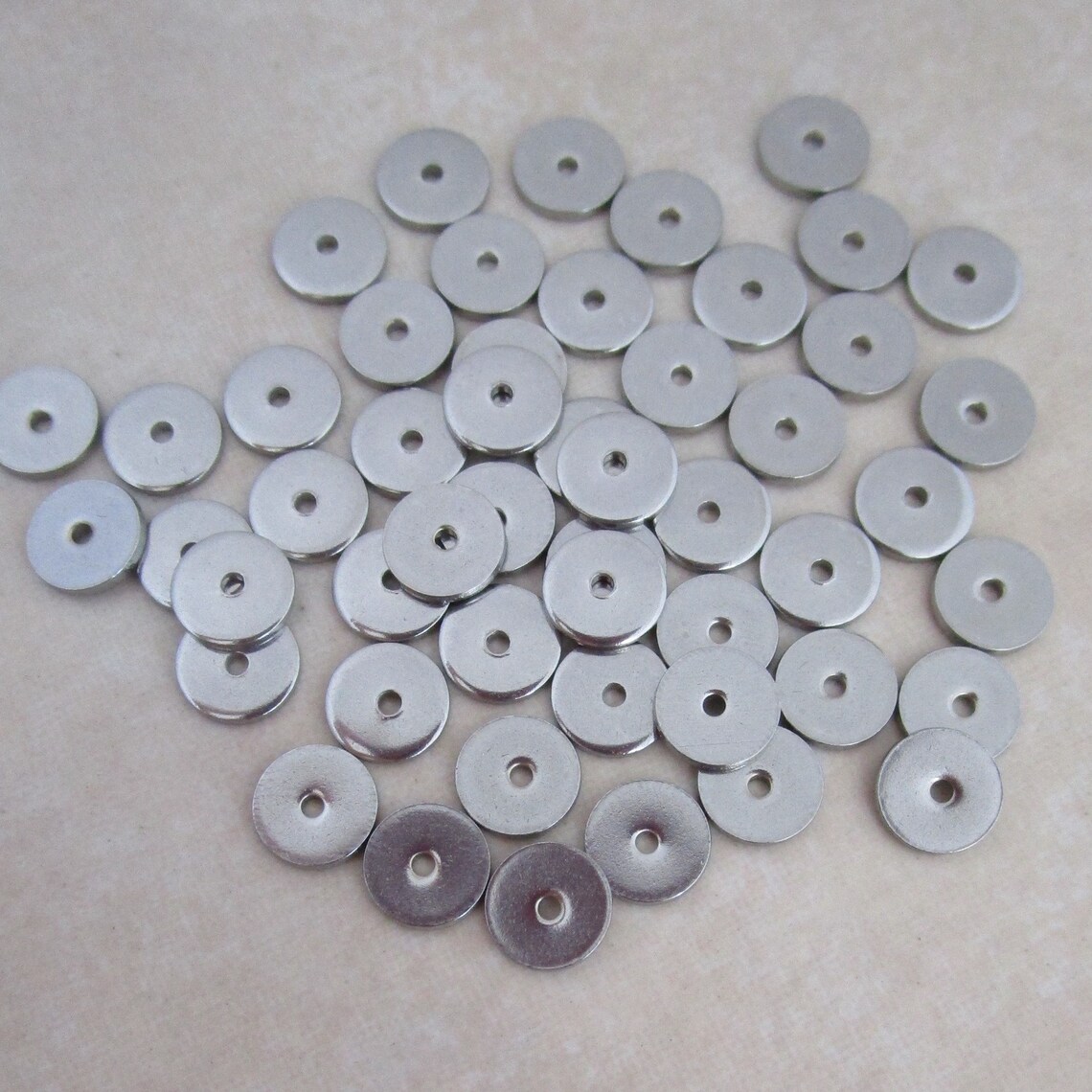 Stainless steel thin flat spacer beads 6mm wide | Etsy