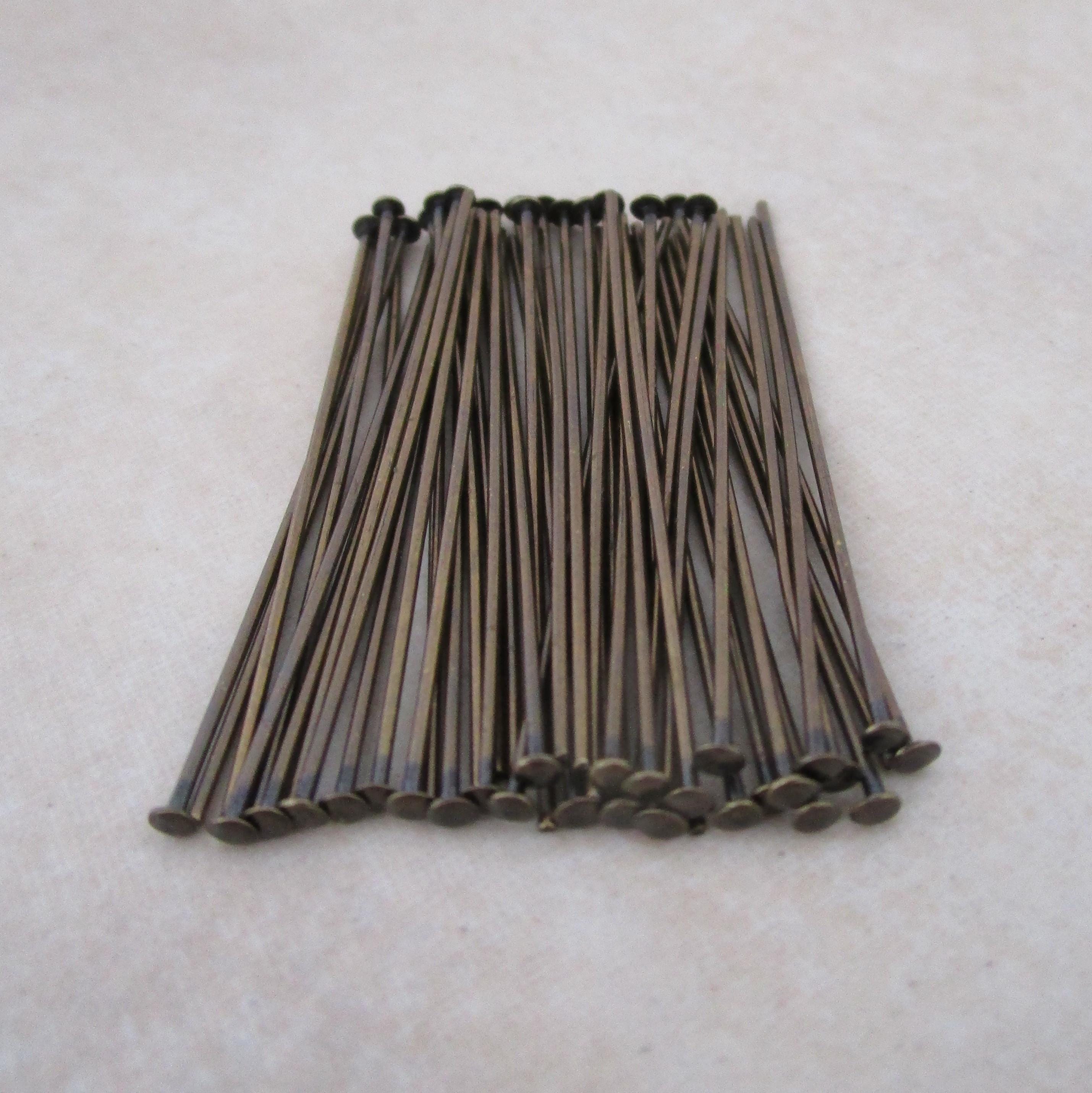 50 Antique Brass Headpins 1.5 Inch 21 Gauge - Etsy