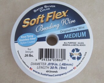 100' Soft Touch Clear Steel Beading Heavy Jewelry Wire 49 Strand .024 ...