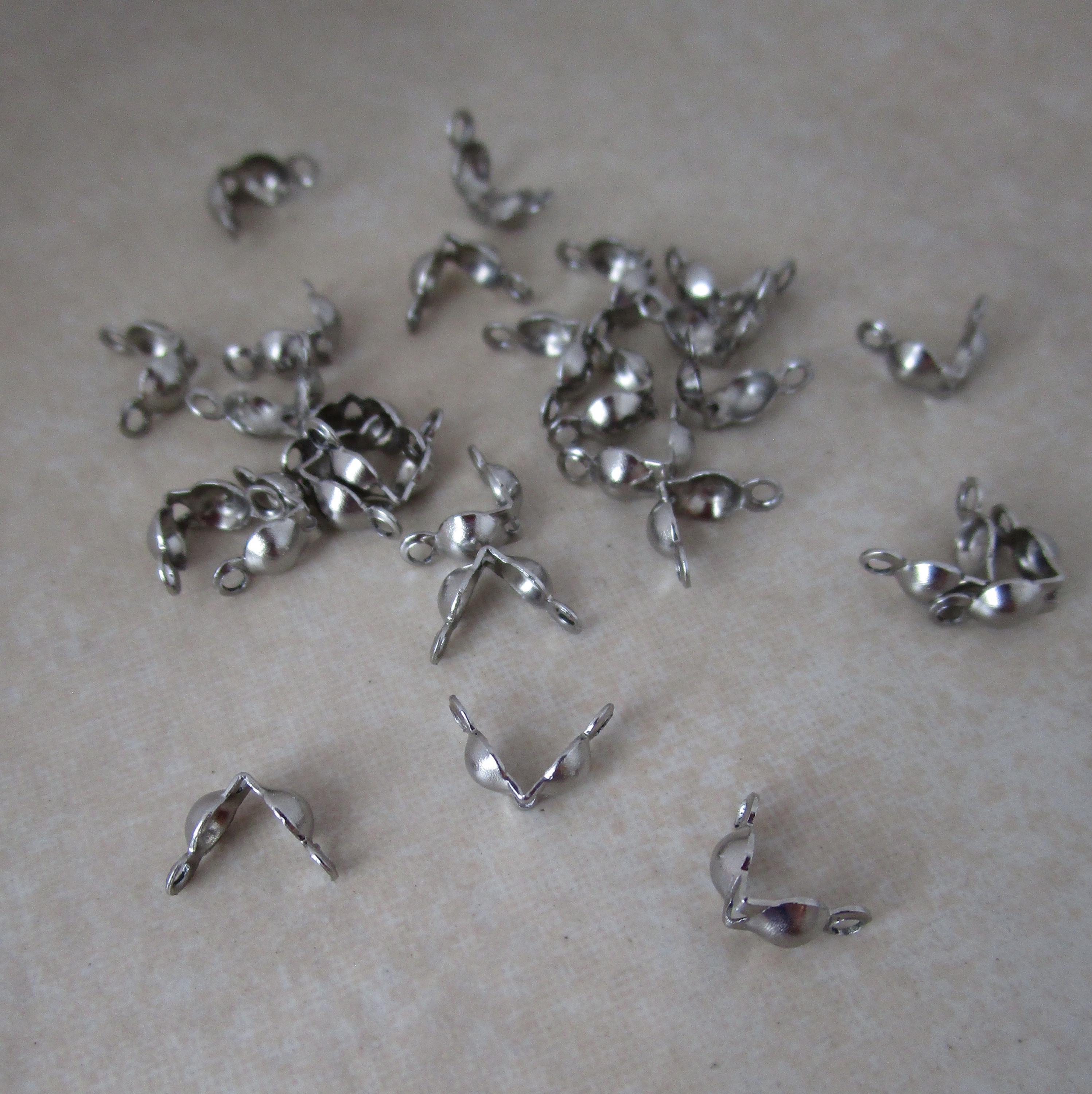 3mm Wide Stainless Steel Small Clamshell Crimp Knot Covers - Etsy