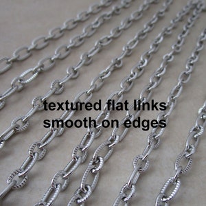4mm Wide Textured Oval Cable Chain Stainless Steel Hypoallergenic Anti ...