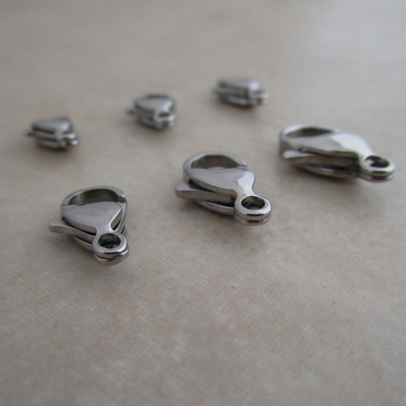 20 Surgical Stainless Steel Lobster Claw Clasps 9mm 10mm 11mm - Etsy