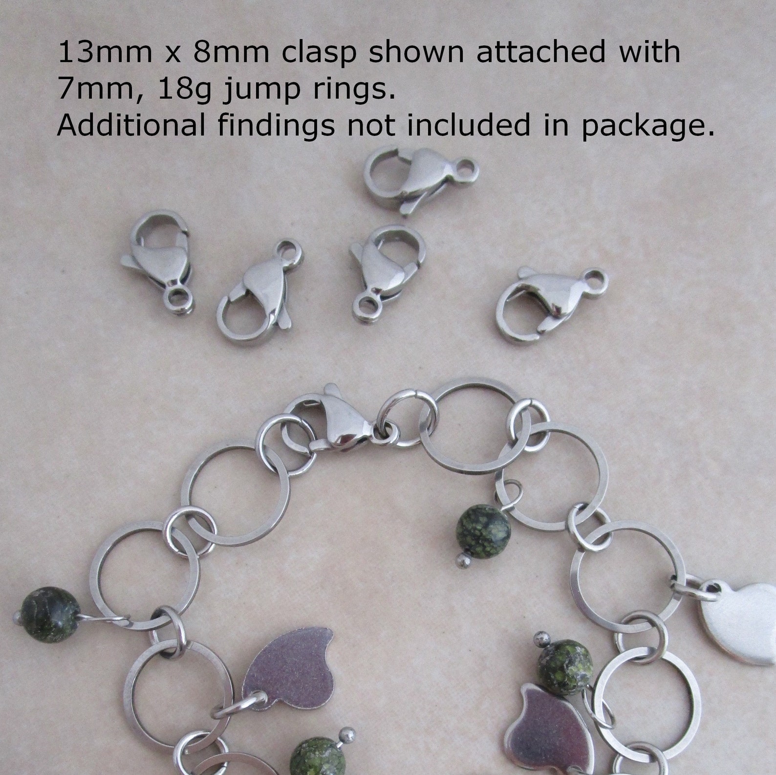 20 Surgical Stainless Steel Lobster Claw Clasps 9mm 10mm 11mm 12mm 13mm ...