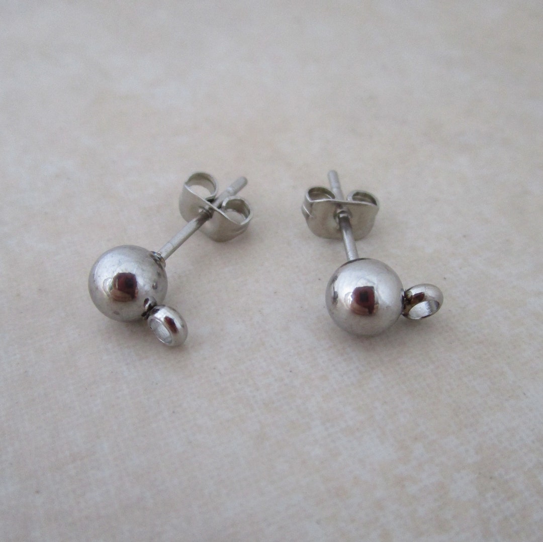 Stainless Steel 5mm Ball Earring Studs Hypoallergenic With Front Facing ...