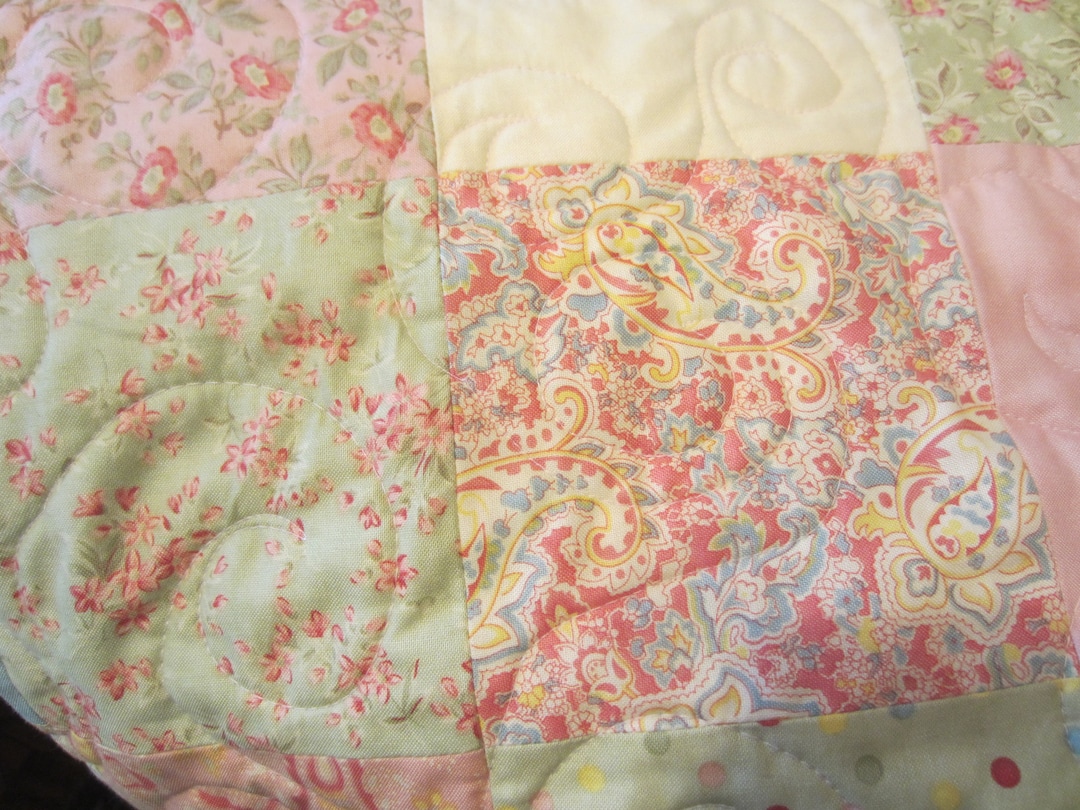 SWEET GIRLY BABY Quilt, April Cornell Fabric Quilt, Floral Baby Toddler ...