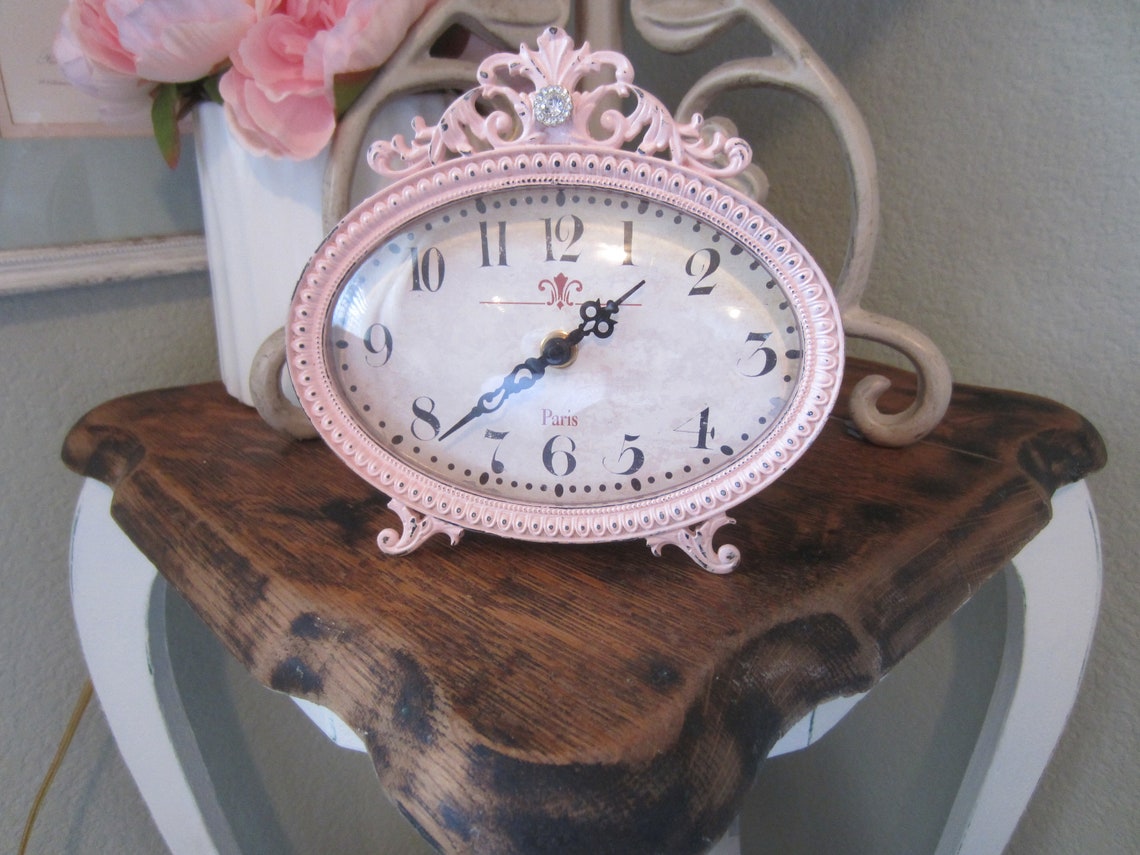 SHABBY CHIC CLOCK Pink Vintage Clock Paris Clock Shabby - Etsy