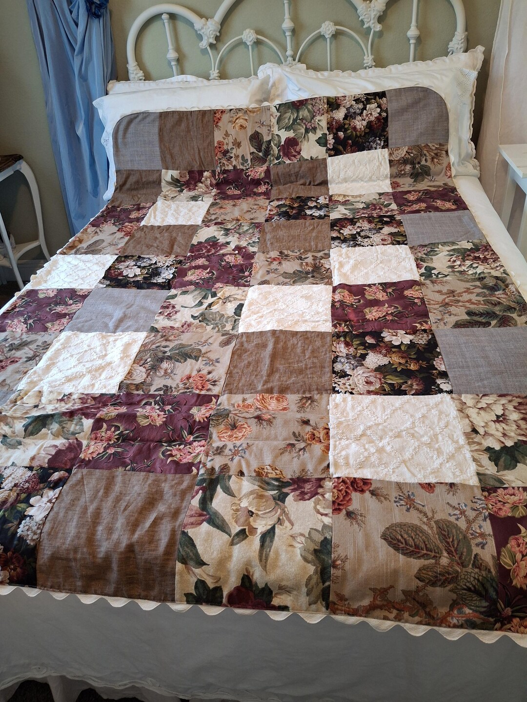 HANNAH PATCHWORK Quilt, Cotton Linen Throw - Etsy
