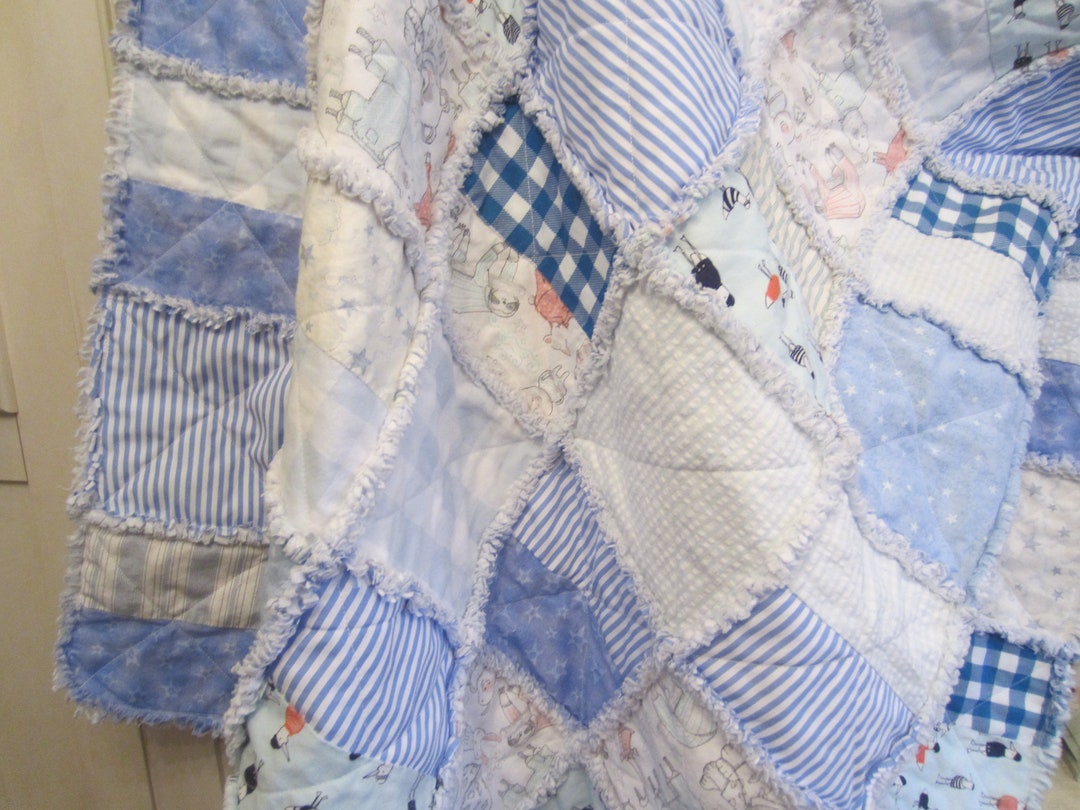 BABY BLUE RAG Quilt Boy Rag Quilt Blue Crib Quilt Cotton - Etsy