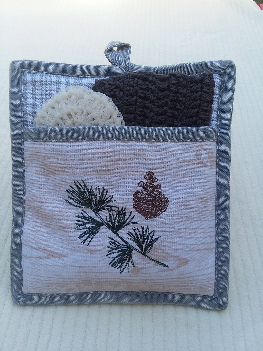 Pine Cone Oven Mitt Gift Set, Handmade Dish Cloth Scrubbie - Etsy
